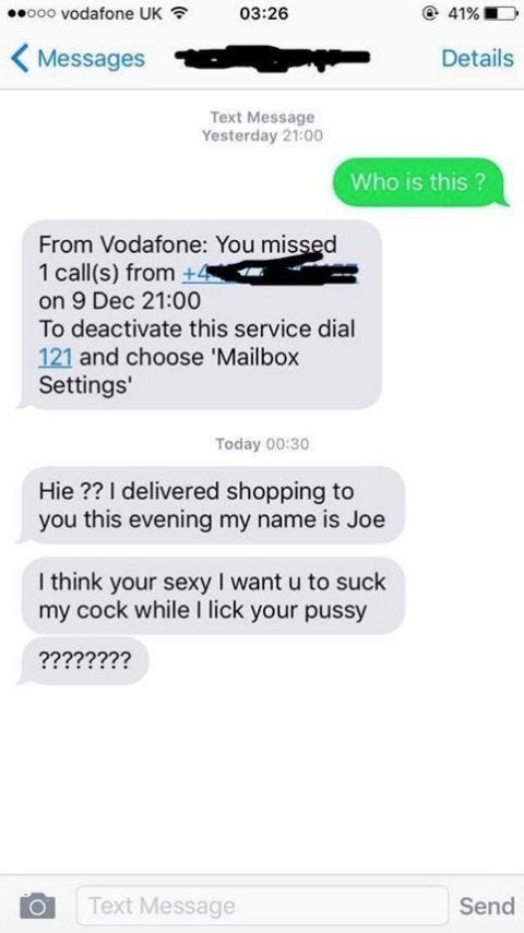 Woman Sent Sexually Explicit Text Messages By Tesco Delivery Driver
