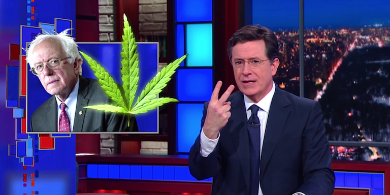 Stephen Colbert Doesn't Believe Bernie Sanders Has Only Smoked Weed Twice Stephen Colbert Doesn't Believe Bernie Sanders Has Only Smoked Weed Twice