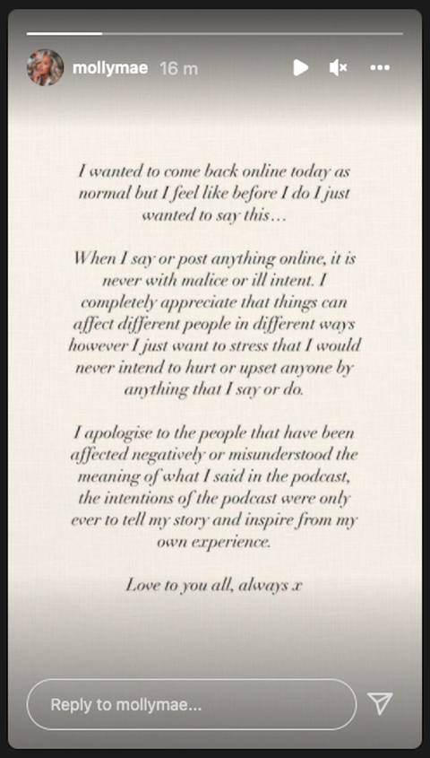 Molly Mae Just Addressed Her Podcast Comments Backlash