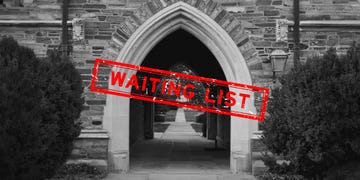 An entrance with a waiting list notice prominently displayed.