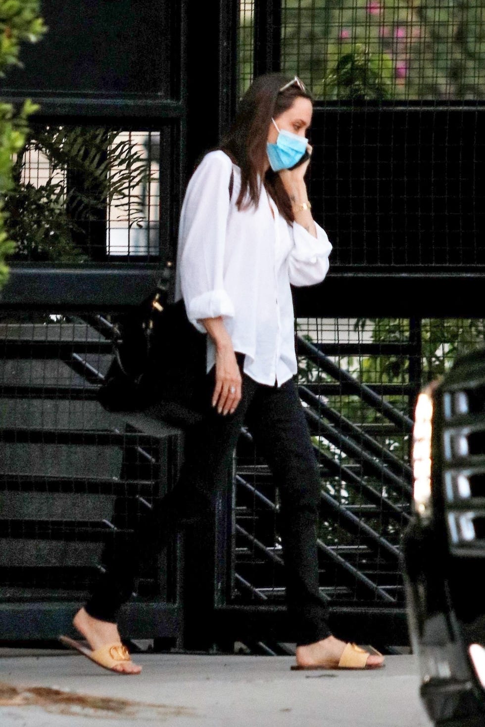 Angelina Jolie Dresses In A Chic Button Down While Out In La