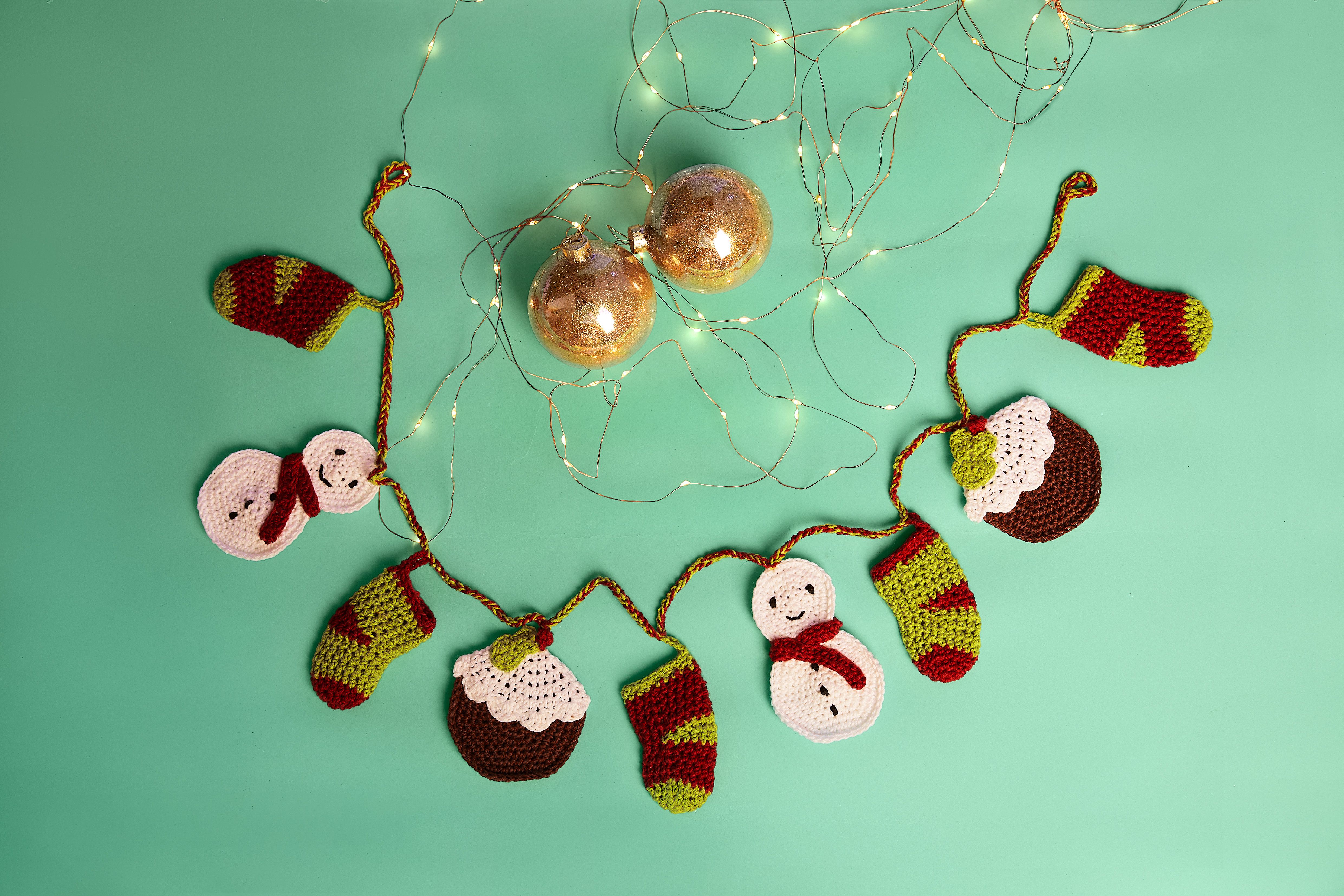 Make a Christmas crochet garland with our free pattern
