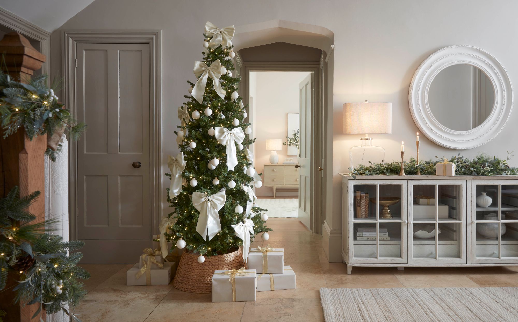 White bows for christmas tree store