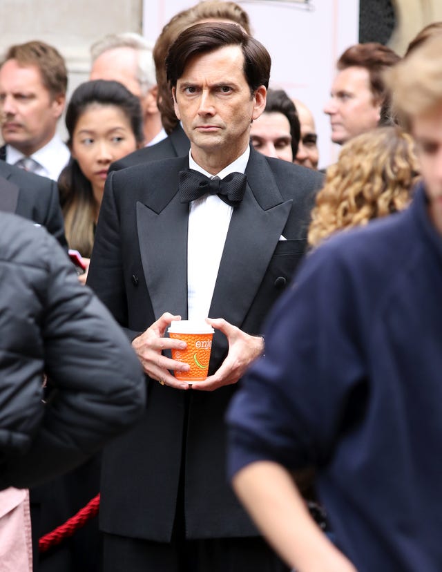 Good Omens David Tennant Seen Filming New Disney Drama With Transformed Emily Atack