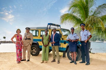 death in paradise season 14 lead cast elizabeth bourgine as catherine bordey, don warrington as selwyn patterson, shantol jackson as naomi thomas, don gilet as di mervin wilson, ginny holder as darlene curtin and shaquille ali yebuah as sebastian rose