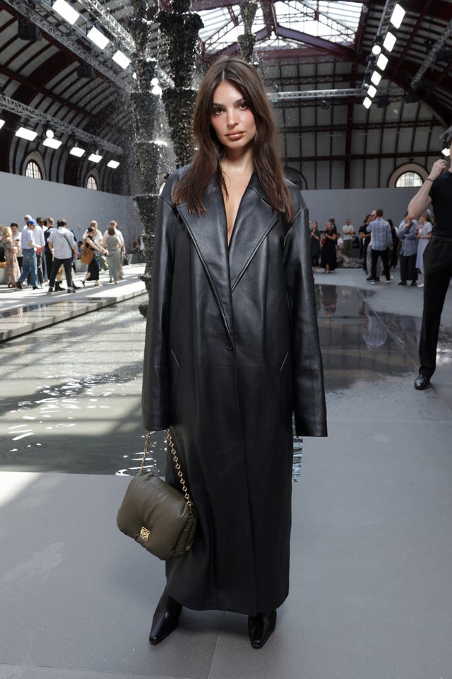 Emily Ratajkowski Went Naked Underneath Her Floor Length Leather Trench