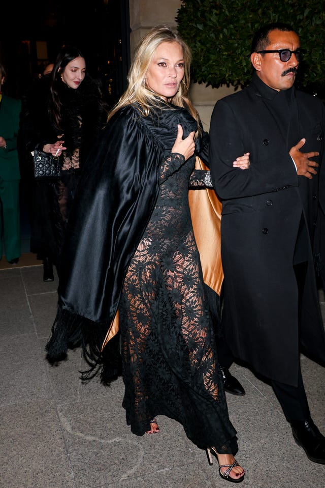 Kate Moss Celebrates 50th Birthday In See Through Naked Dress
