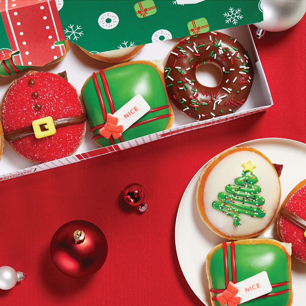 Krispy Kreme Just Unveiled Three Holiday Donuts and One Is Stuffed With Sugar Cookie Kreme