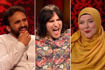 nish kumar, noel fielding and fatiha elghorri, taskmaster