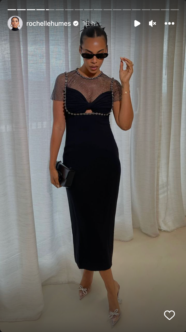 Rochelle Humes Stuns In A Black Cut Out Chainmail Midi Dress