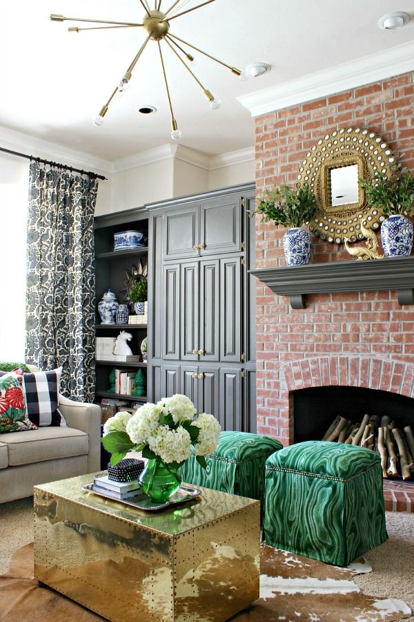 Black built ins around fireplace store